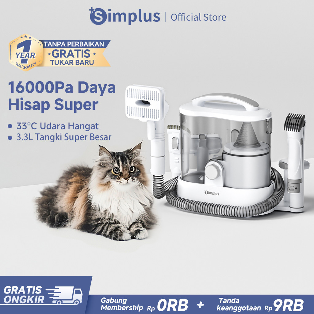 Jual Simplus Pet Grooming Set Perawatan Anjing Kucing Daya Hisap Besar 16000Pa,3.3L Tangki Super ...