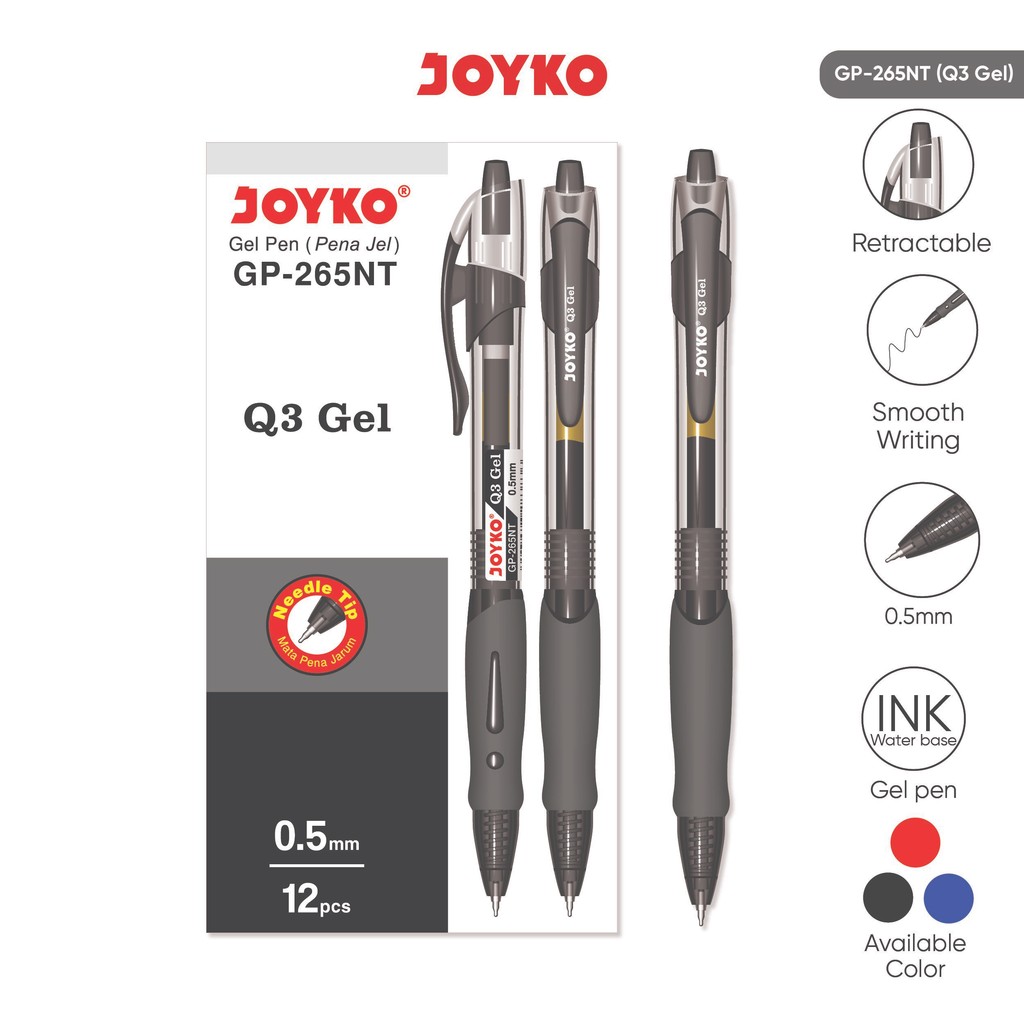 Jual JOYKO Pulpen Gel 1 Pack GP-265NT Q3 Gel 0.5mm Isi 12 Pcs | Shopee Indonesia