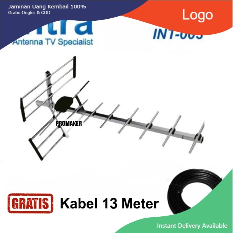 Jual INTRA INT-003 Antena Tv Digital Outdoor Free Kabel 13 Meter Support Set Box Original ...
