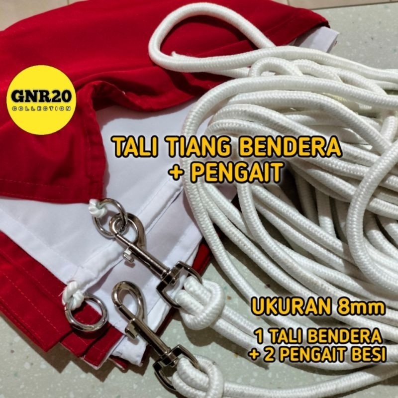 Jual Tali tiang bendera 8mm halus kuat gratis pengait besi tali bendera ...