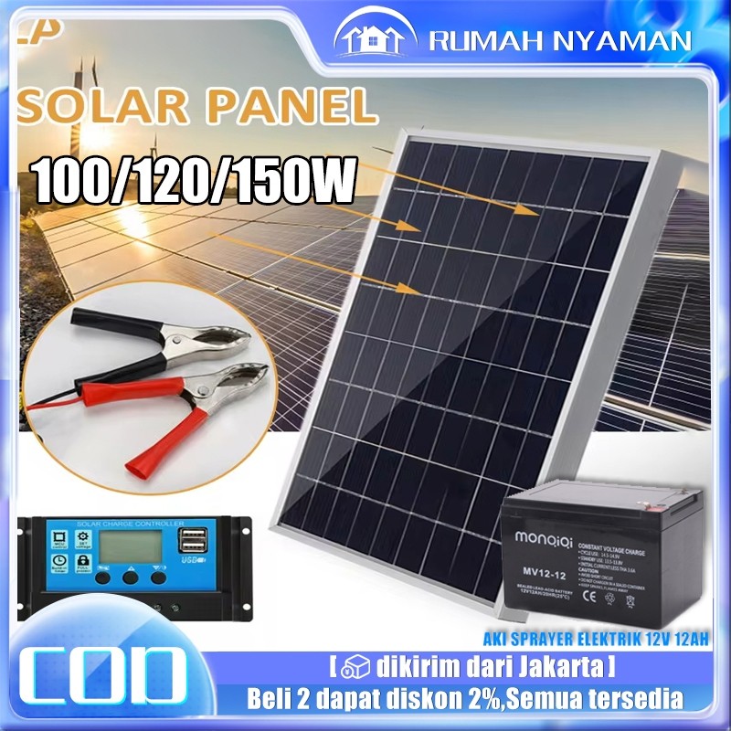 Jual 60W-150W Panel Surya Solar Panel + Aki sprayer elektrik 12V12Ah ...