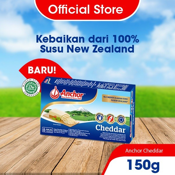 Jual Anchor Cheddar Block Cheese 150 gram | Shopee Indonesia