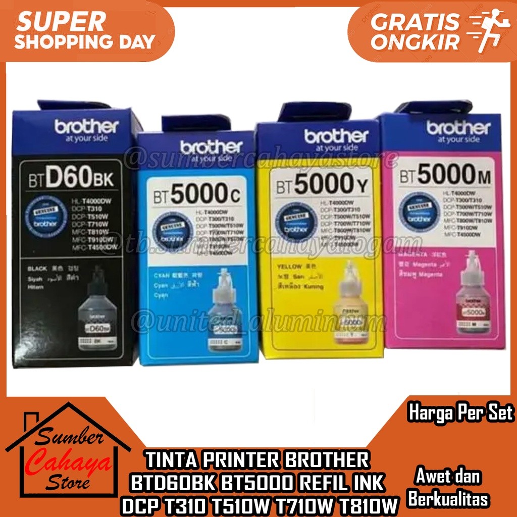 Jual Tinta Brother Btd60bk Bt5000 Refill Ink For Printer Dcp T310 T510w ...