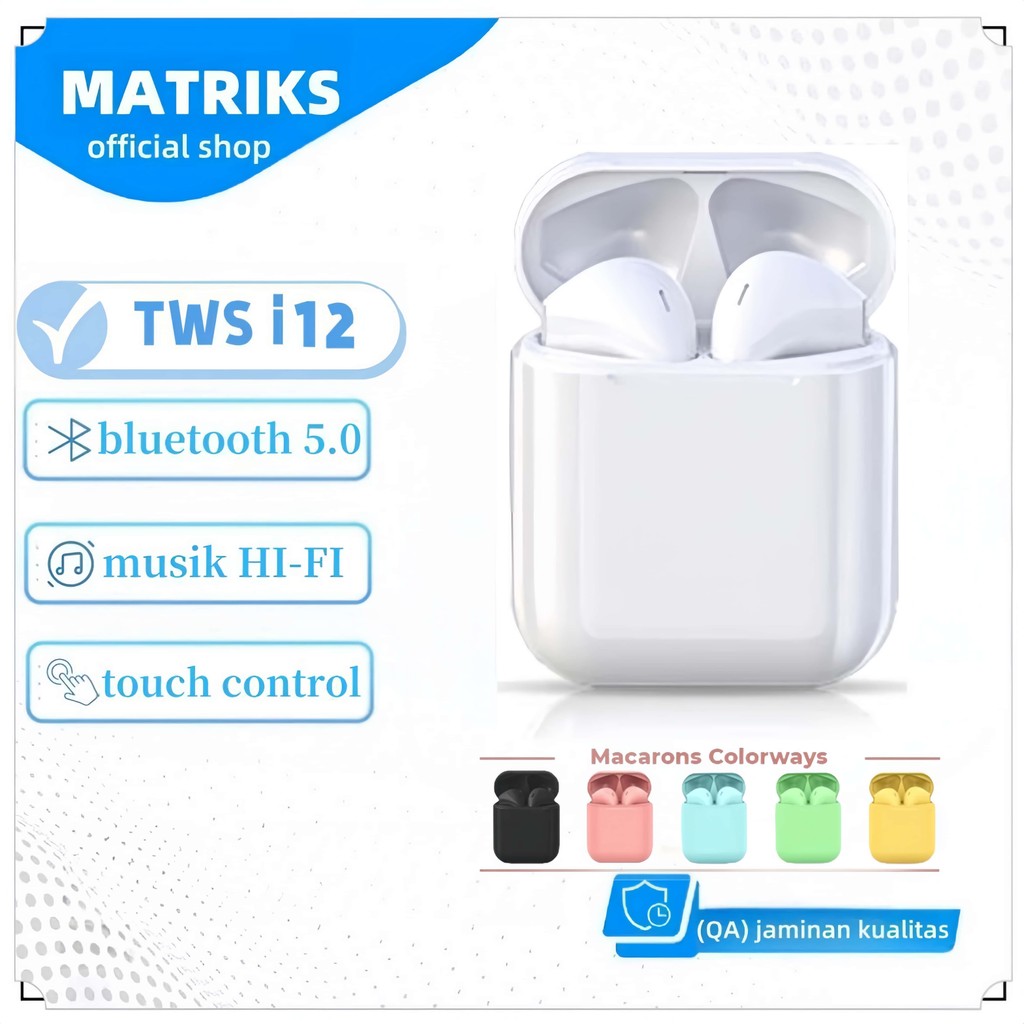 Jual TWS inpods i12 Pro Headset Bluetooth Macaron Handsfree Earphone ...