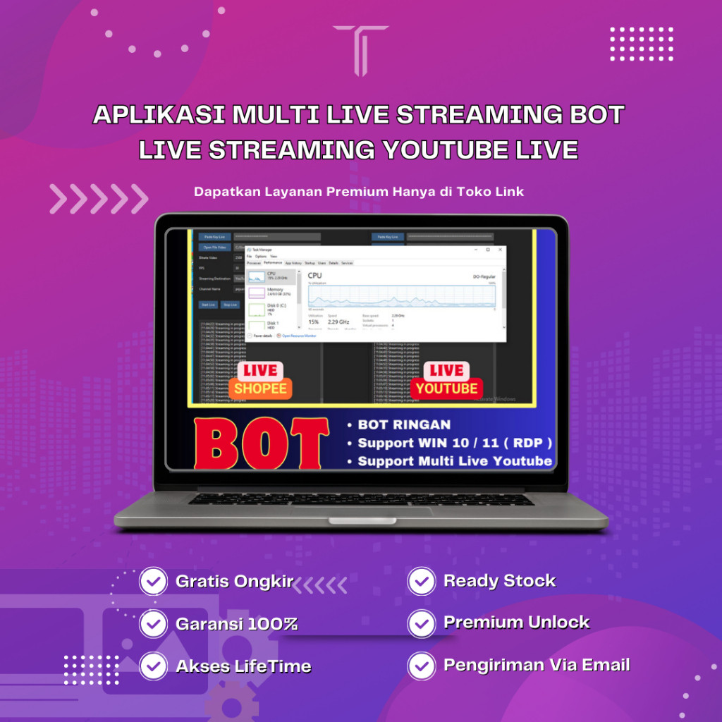 Jual Multi Live Streaming Bot live streaming Youtube live Terbaru Cuan terus | Shopee Indonesia