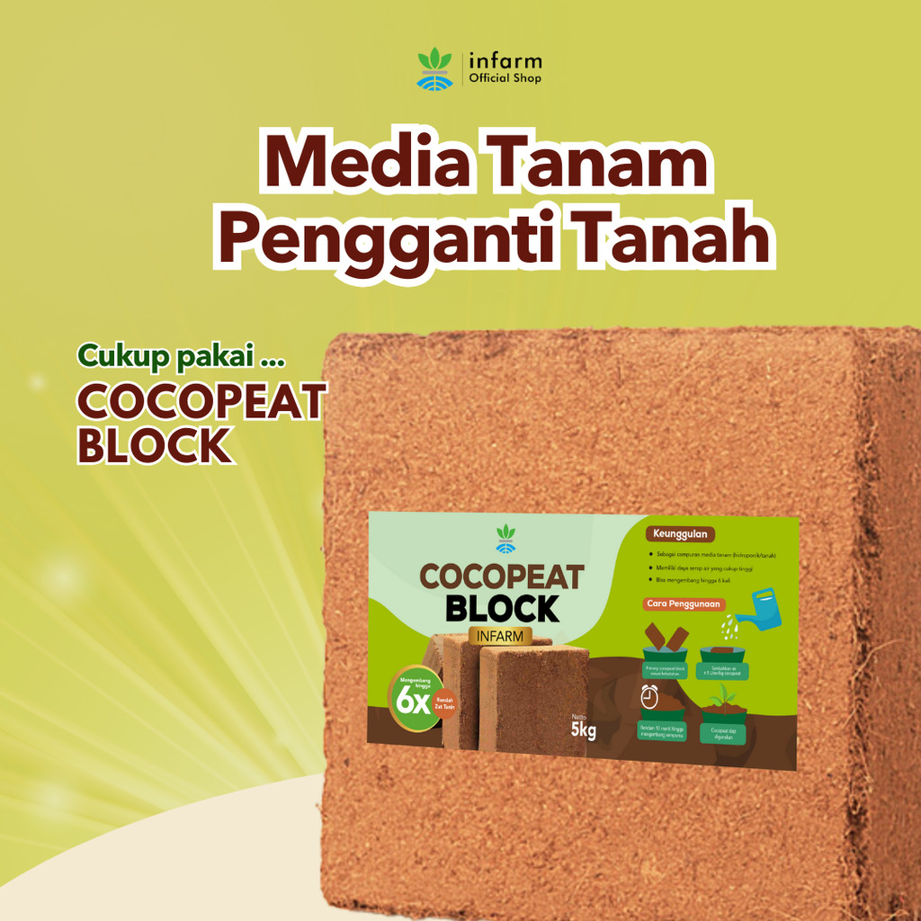 Jual INFARM - Media Tanam Cocopeat Block 5 kg Media Tanam Organik ...