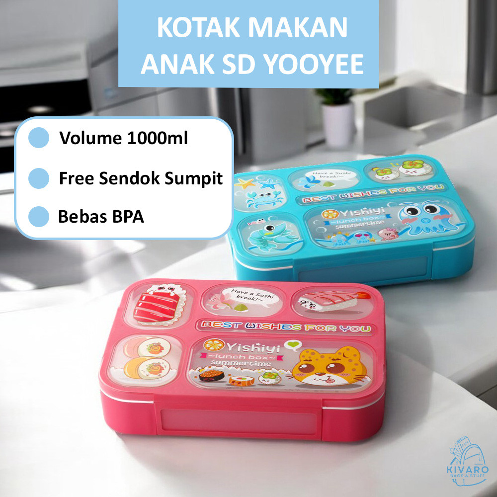 Jual Yooyee Kotak Bekal Makan Anti Tumpah 6 Sekat 1000ml BPA Free | 589/590 Kivaro Indonesia ...