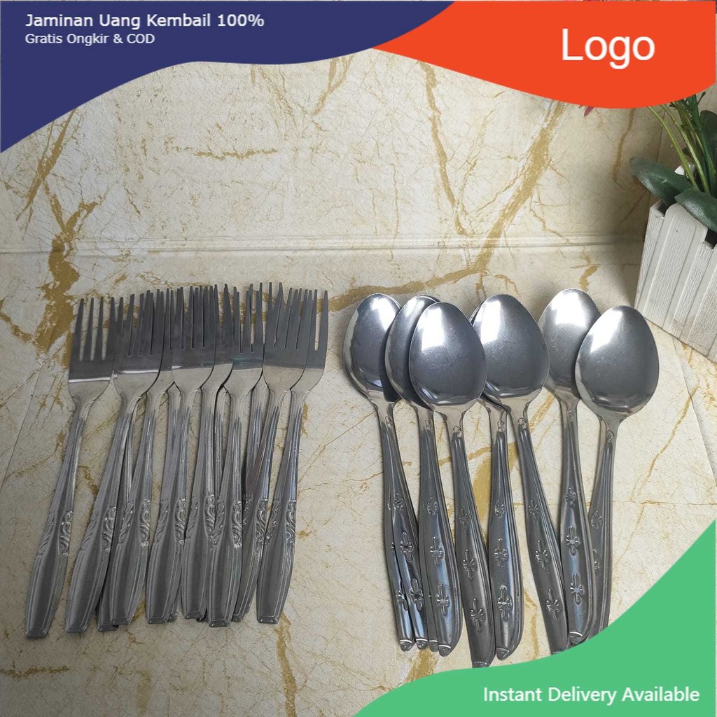 Jual isi 24 Pcs Paket Sendok 1 Lusin Set Garpu 1 Lusin Lengkap Sendok ...