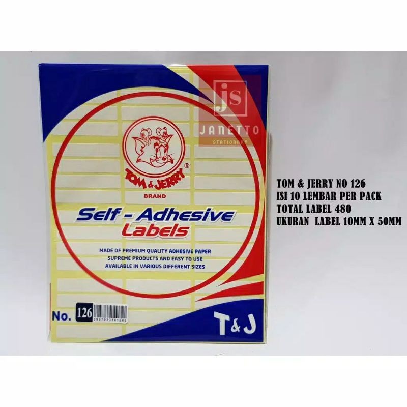 Jual Tom and jerry label 126 T&j labels no. 126 self-adhesive 1Pack ...