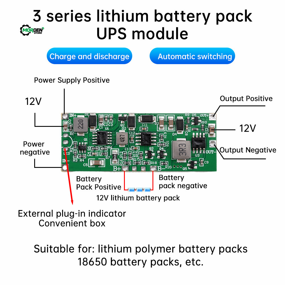 Jual DC12V Charging Module Booster for 18650 Lithium Battery UPS ...