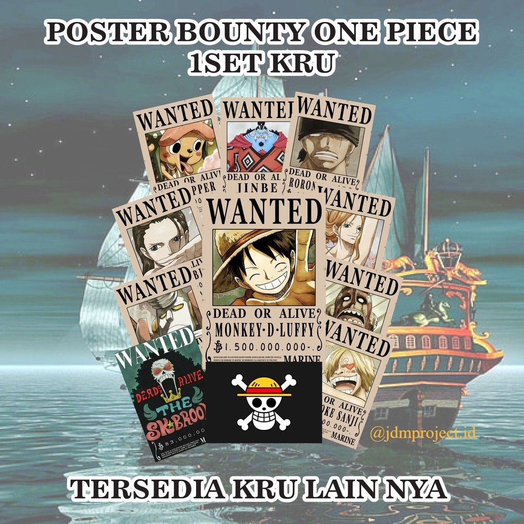 Jual Cetak Kilat - Poster Bounty One Piece 1 SET KRU ISI 10 PCS SIZE A4 ...