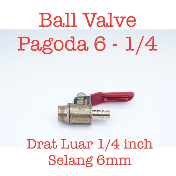 Jual Ball Valve Stop Kran Keran Kuningan Drat Luar Male 1/4 inch to Selang 6mm Hose Barb Inline ...