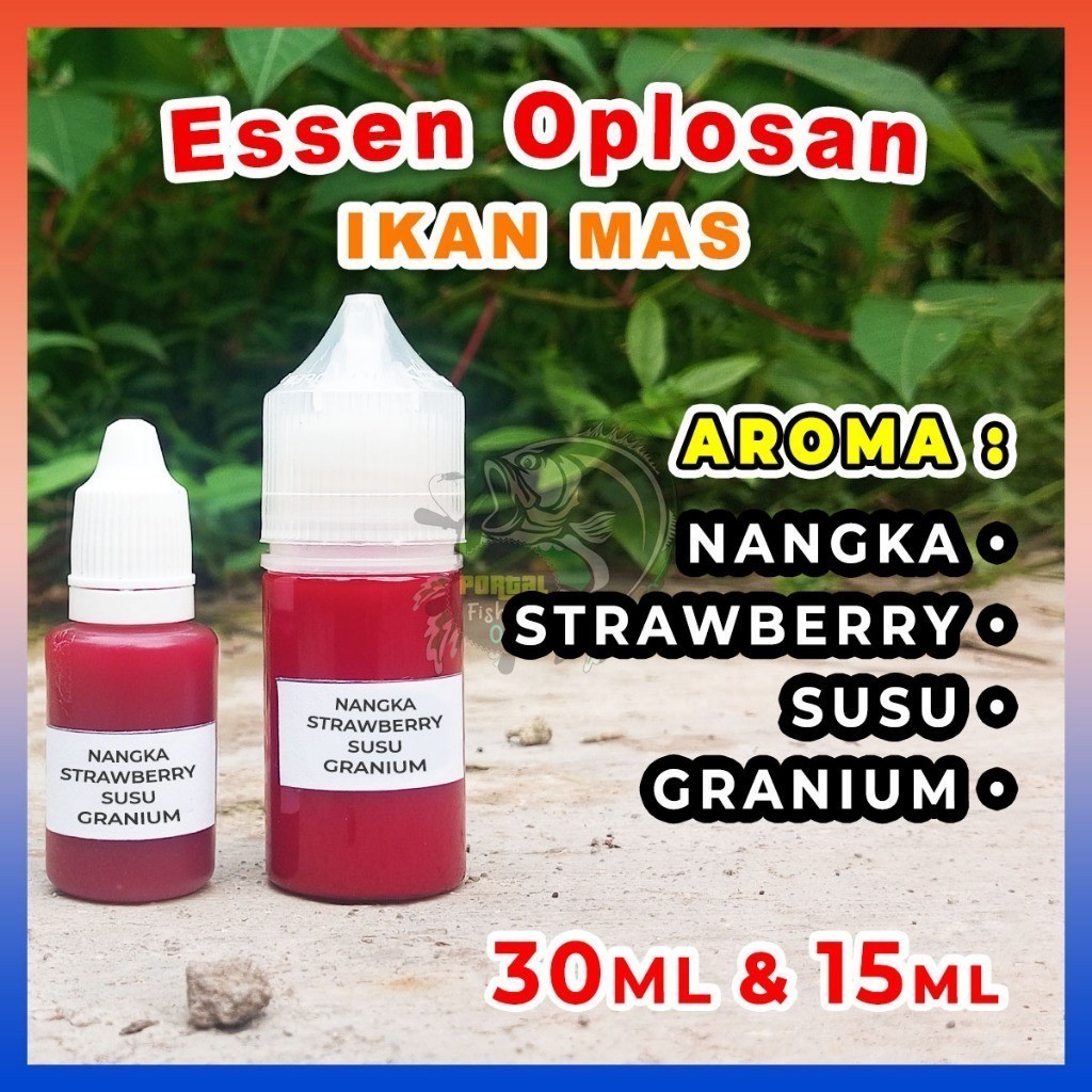 Jual Essen Ikan Mas Oplosan Nangka Strawberry Susu Granium pilihan 15ml ...