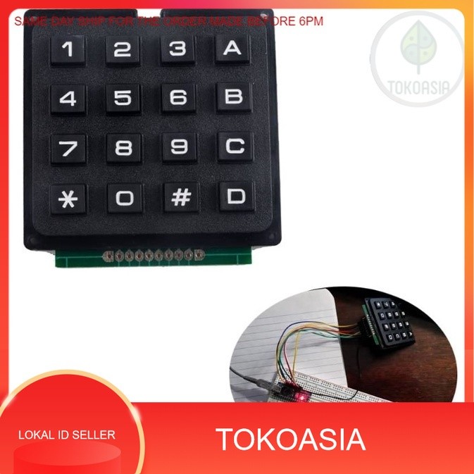 Jual 16 Keys Matrix Keypad 4x4 Membrane Keyboard Module Array Switch For Arduino Uno R3 Shopee
