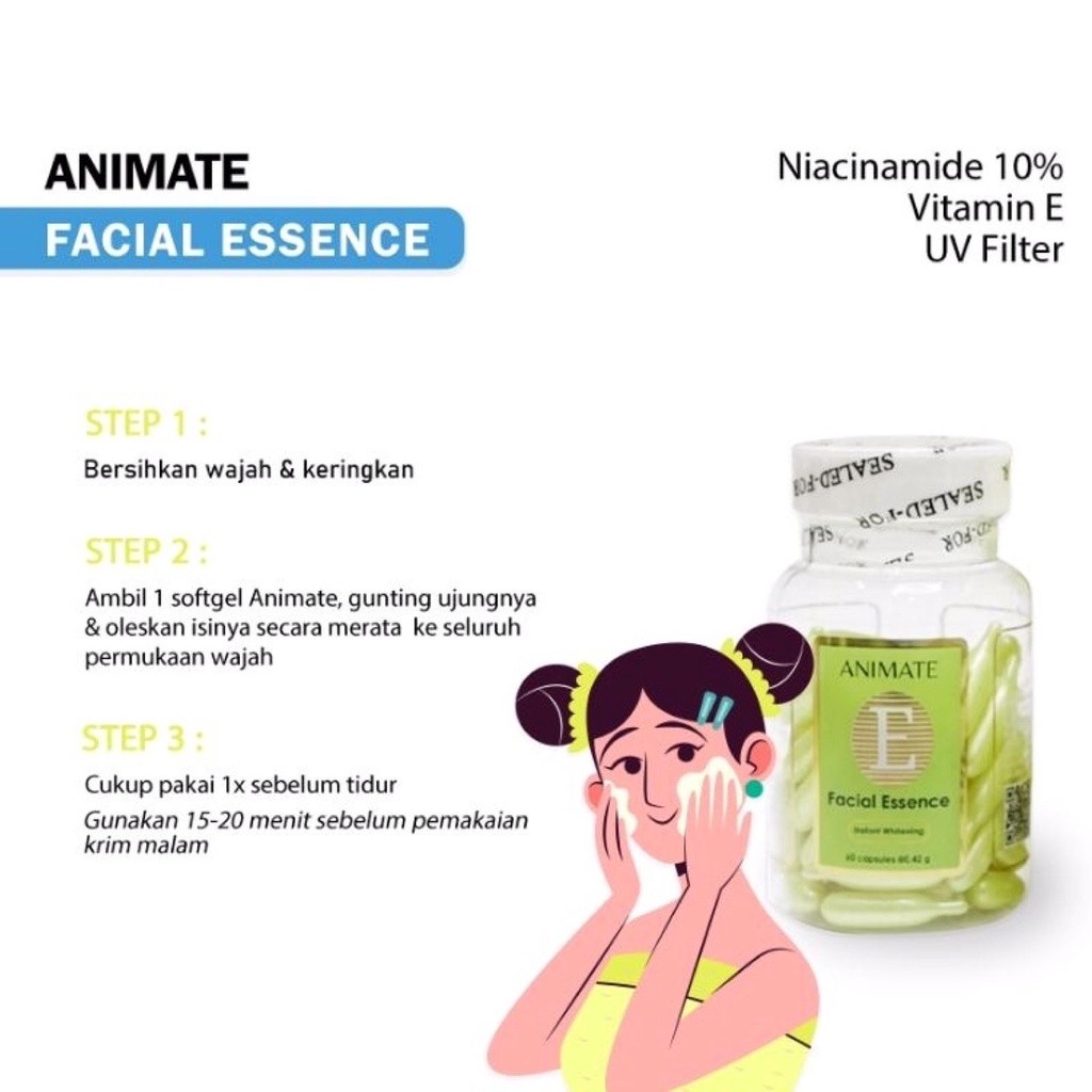 Jual BEAUTY Animate Facial Essence Isi 60 Softgel / Serum Capsules ...