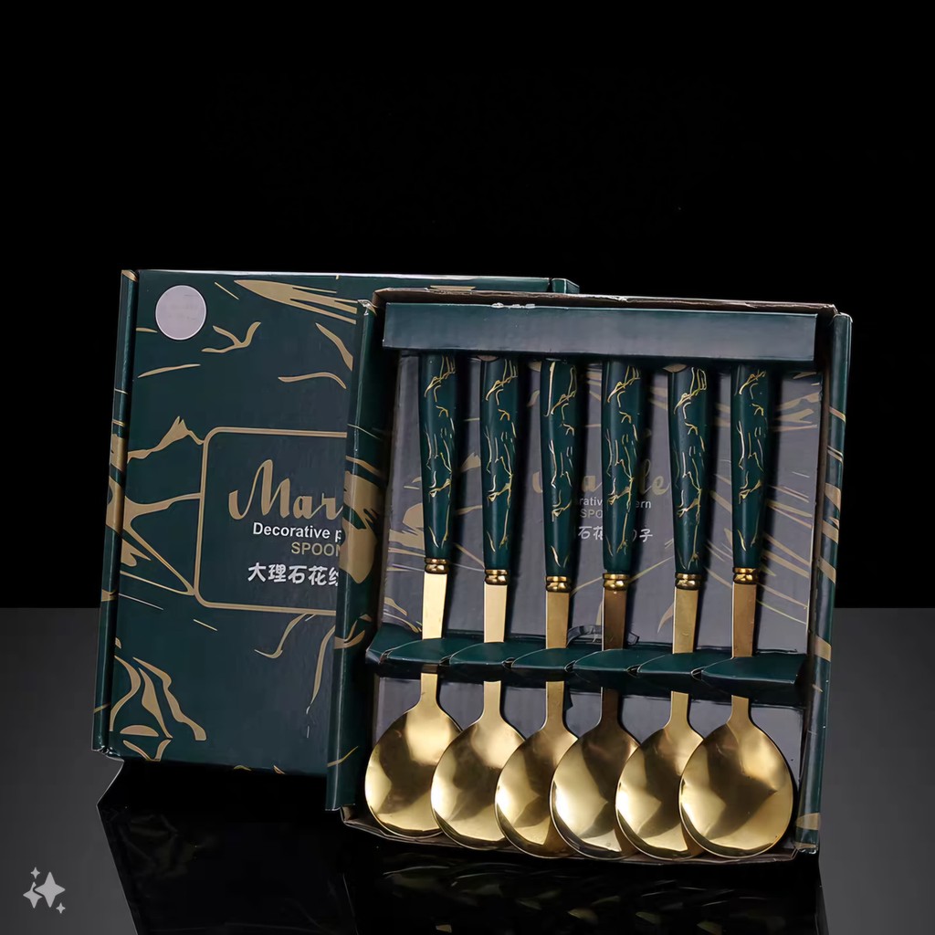 Jual sendok set marble isi 6 gift box hampers hadiah souvenir | Shopee ...