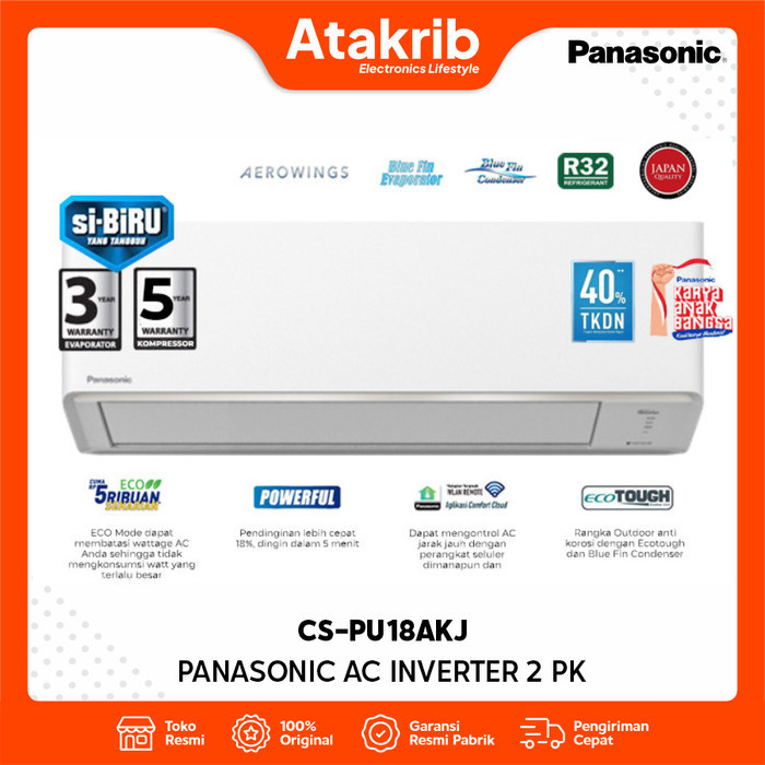 Jual PANASONIC AC INVERTER 2 PK CS-PU18AKJ Si Biru | Shopee Indonesia