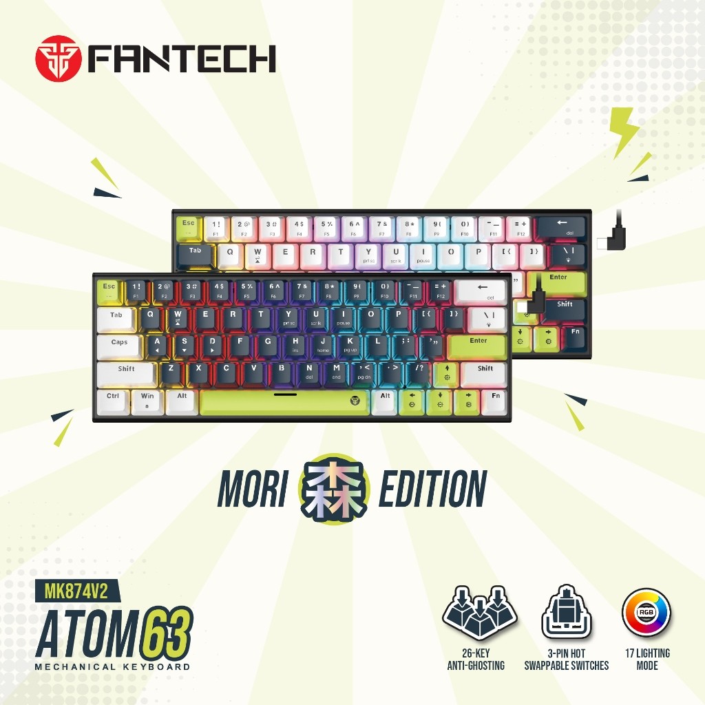 Jual Fantech ATOM MORI SERIES Keyboard Mechanical Gaming ATOM 63 87 104 Hotswappable 3 Pin RGB ...