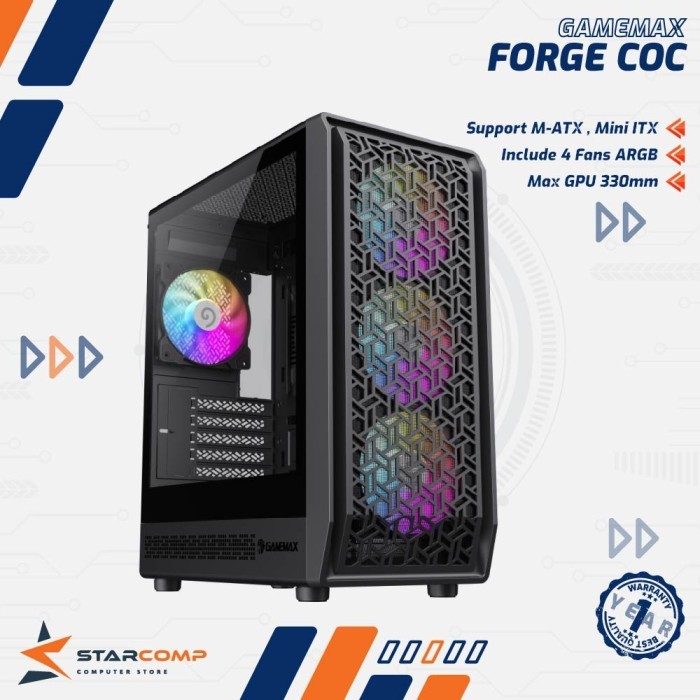Jual Gamemax FORGE COC M-ATX Include 4 Fan ARGB Casing PC | Shopee ...