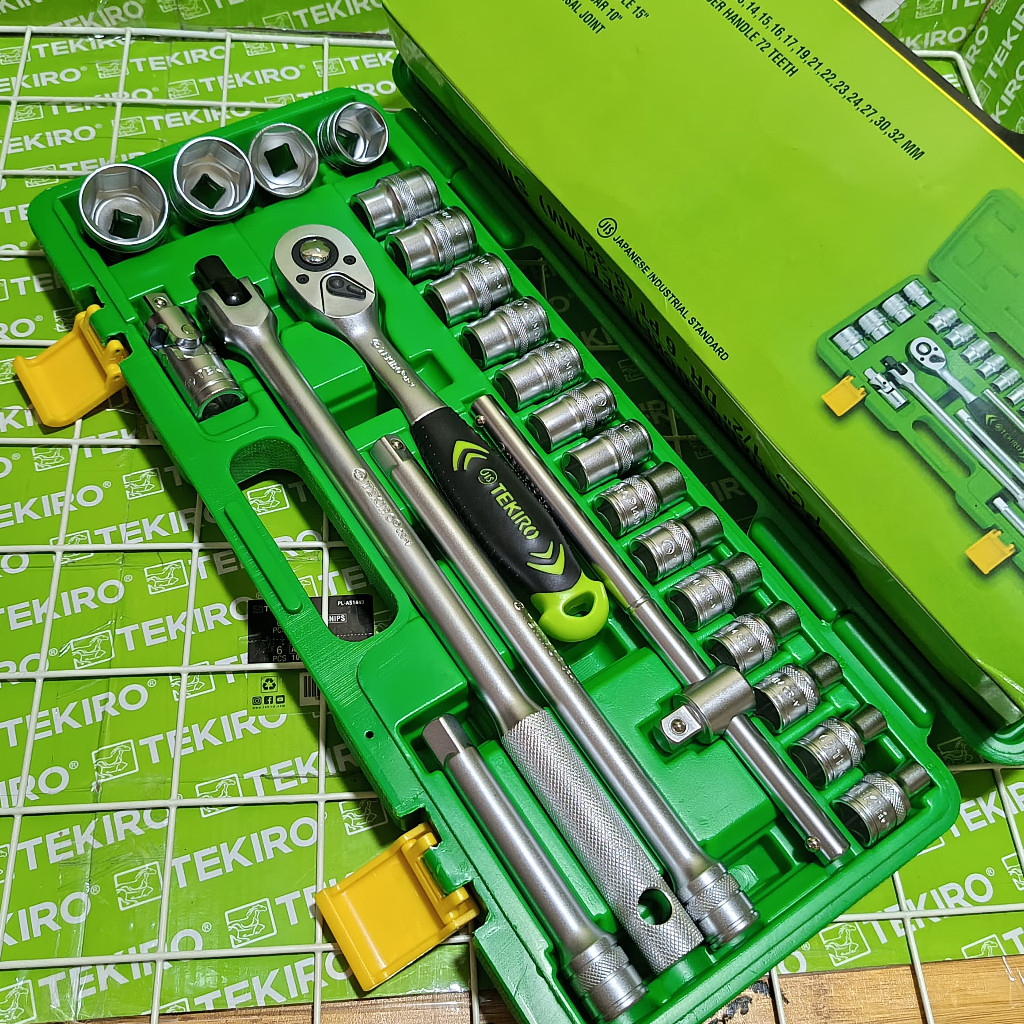 Jual Kunci Sok Set 24 Pcs Pvc Tekiro Hand Mata Sok Shock Socket 24Pcs Box Plastik 6pt 1/2inci ...