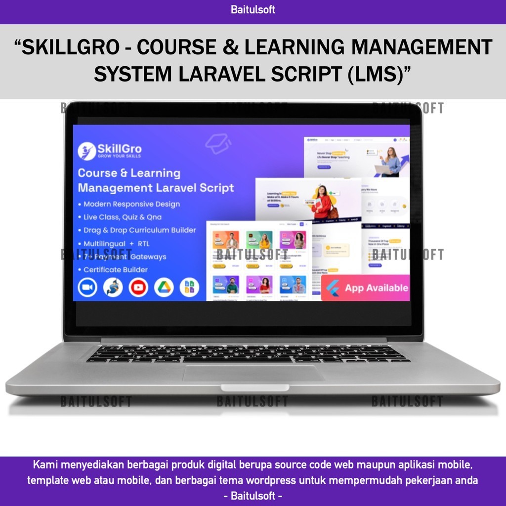 Jual SOURCE CODE APLIKASI WEB SKILLGRO - COURSE & LEARNING MANAGEMENT SYSTEM LARAVEL SCRIPT (LMS ...