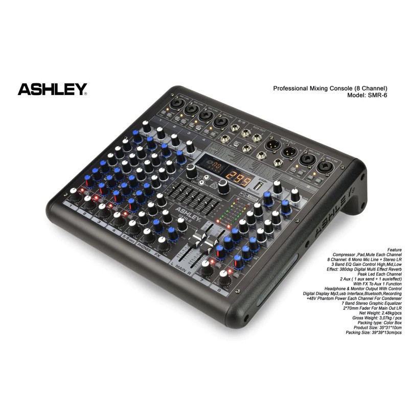 Jual Mixer Ashley SMR 6 Original Product 6 Channel Bluetooth | Shopee Indonesia
