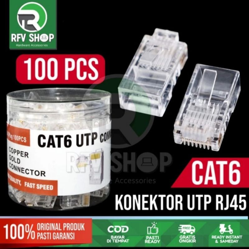 Jual Konektor RJ45 CAT6 CAT5 isi 100 Pcs | Shopee Indonesia