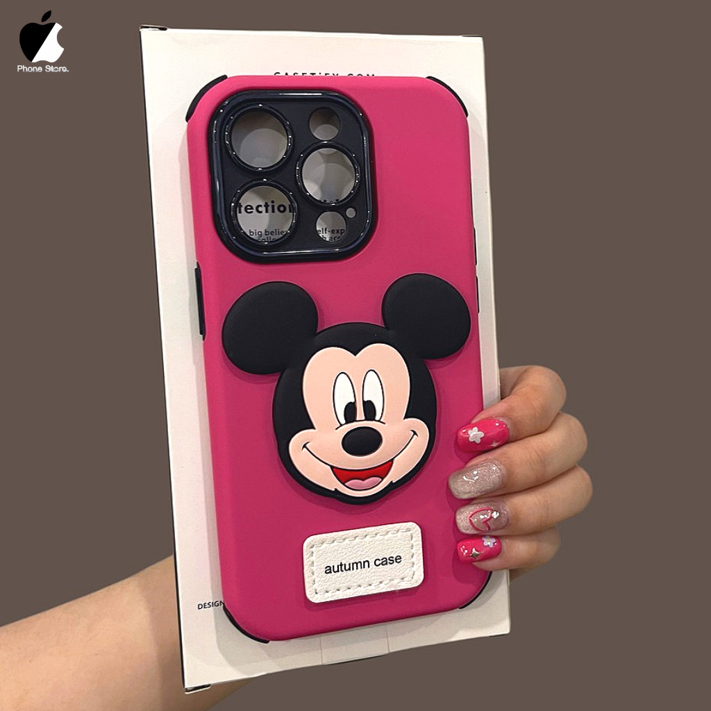 Jual Bright Pink IP17 Mickey Casing Silicone Phone Case for IPhone 17 ...