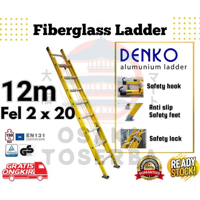 Jual Tangga Fiberglass 12 Meter Alumunium Extension Tangga PLN 12 meter ...