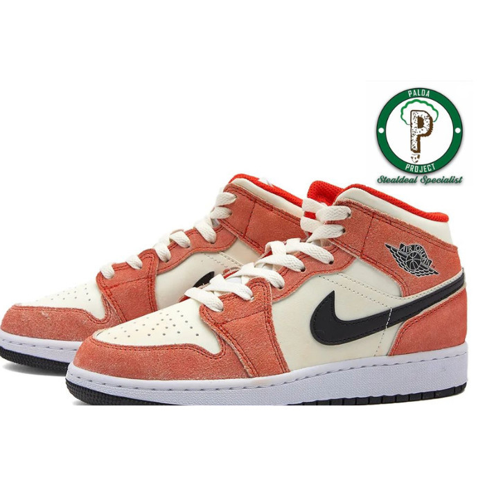 Jual Nike Air Jordan 1 Mid SE Peach Suede (GS) 100% Original Guarantee ...