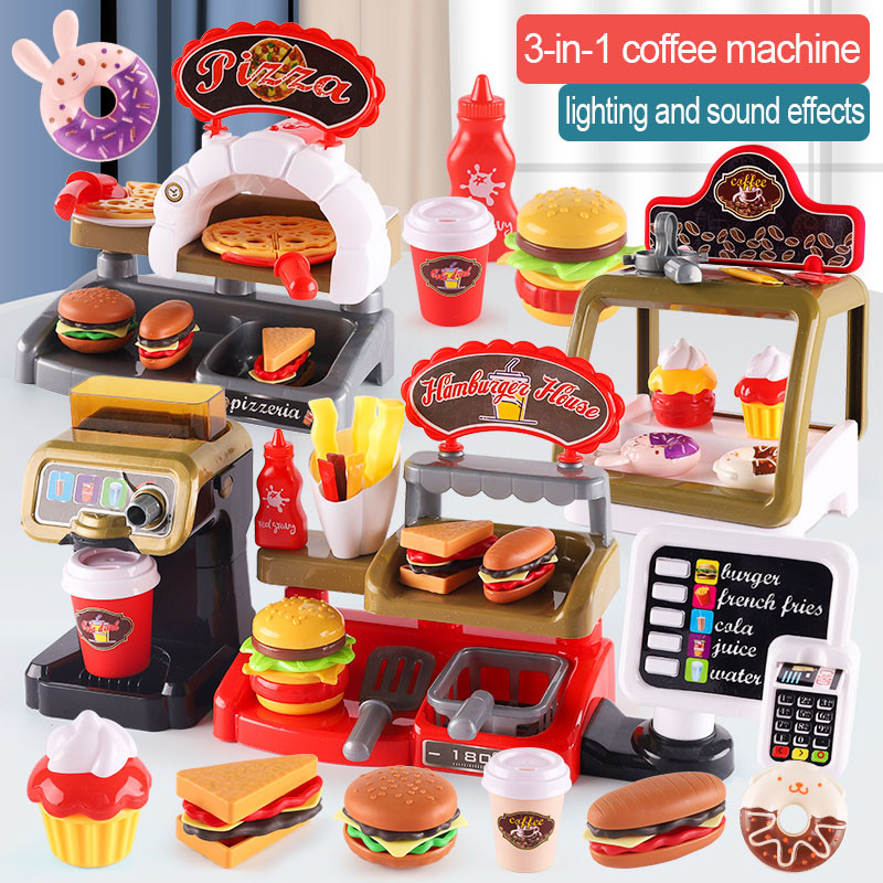 Jual Kid Play House Game Kitchen Fast Food Restaurant Burger Fries ...
