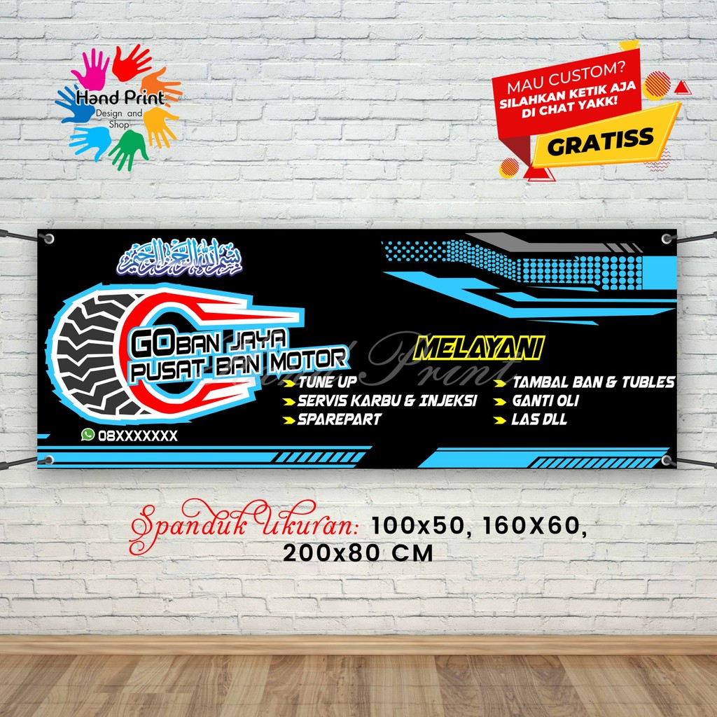 Jual Cetak Spanduk Banner Pusat Ban Motor MMT Spanduk Custom 200x80 ...