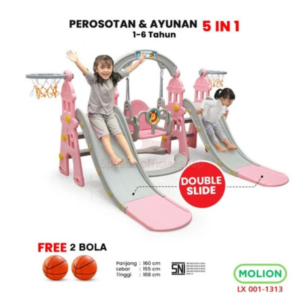 Jual MOLION 5 In 1 Mainan Seluncuran Anak Perosotan Ayunan Soft Play ...