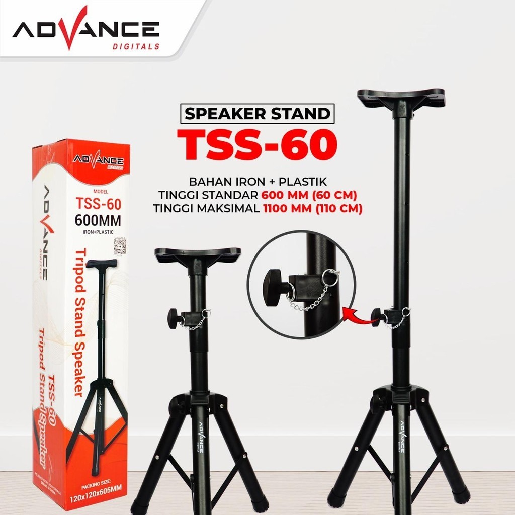 Jual Advance Stand Speaker Besi Tinggi Tiang Speaker Hitam TSS 60 CM ...