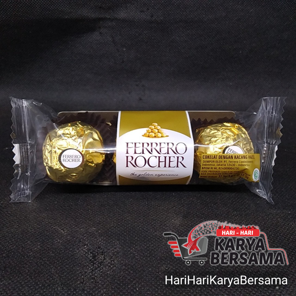 Jual MAKANAN RINGAN COKLAT FERRERO ROCHER ISI 3 PCS X 12.5GR | Shopee ...