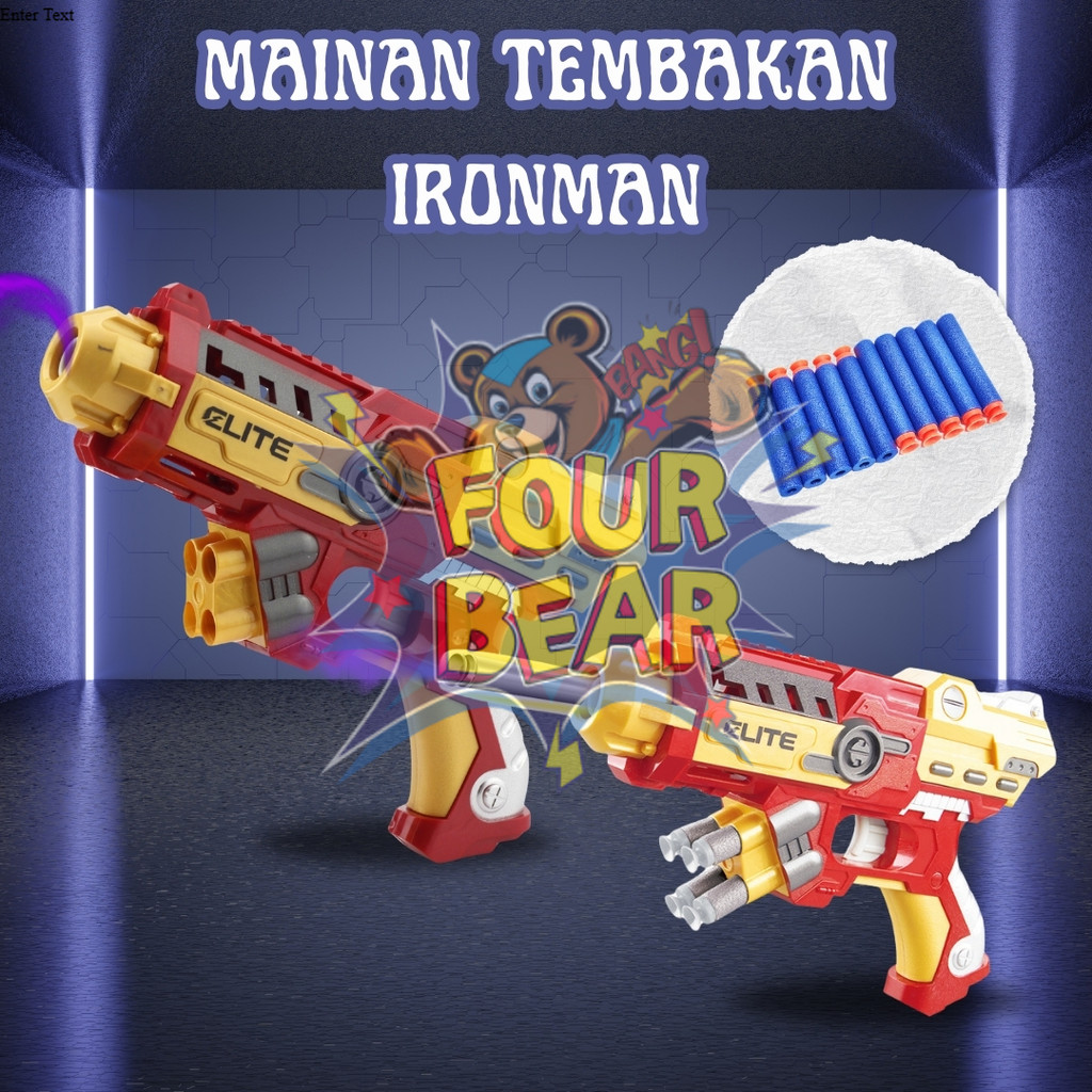 Jual FOURBEAR Mainan Pistol Anak Isi 20 Peluru Nerf Gun Ironman Mainan ...