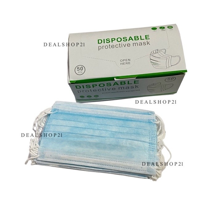 Jual 3PLY SURGICAL MASK / MASKER 3PLY EARLOOP BIRU, 1 BOX ISI 50pcs ...