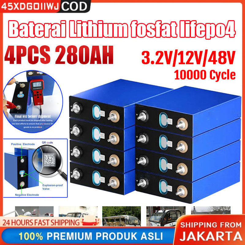 Jual Lifepo4 Baterai 280AH 120AH 30AH 4000 Cycle Solar Lithium Ion ...
