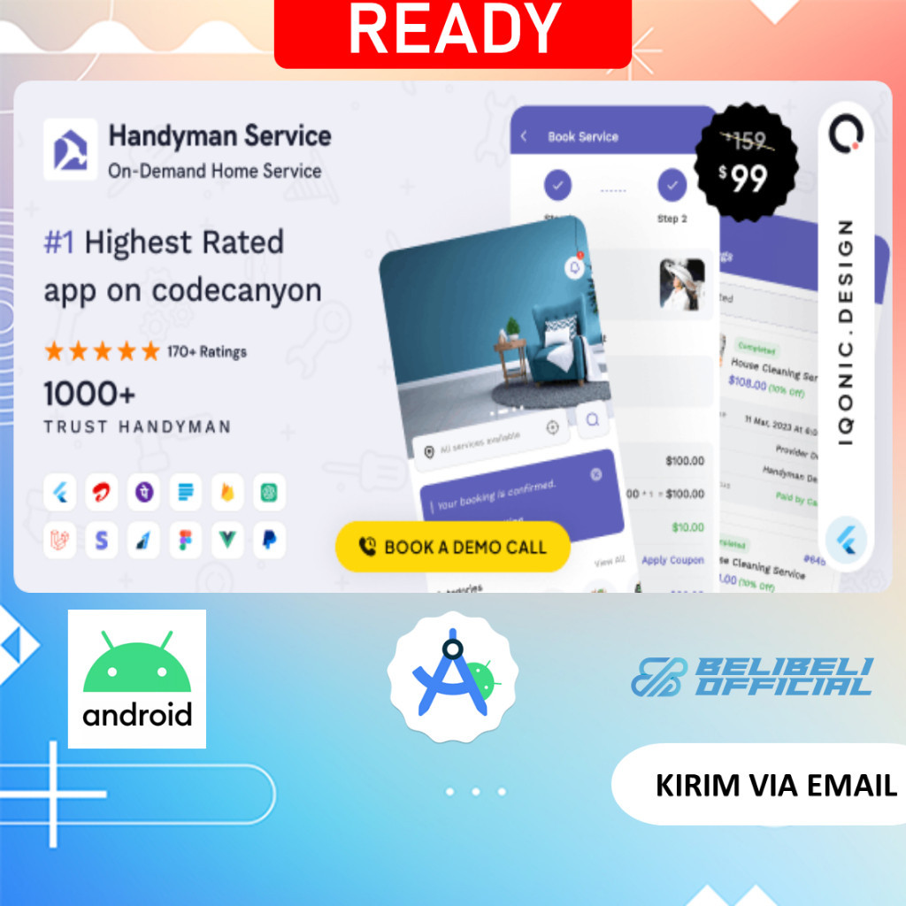 Jual Source Code Android - Handyman Service - On-Demand Home Service Flutter App with Complete ...