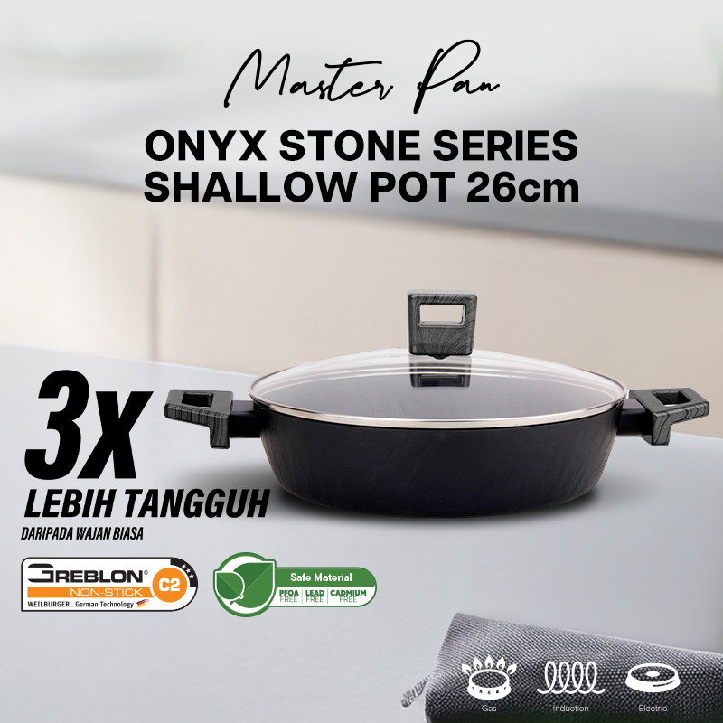Jual Panci dengan Tutup 26 cm Master Pan - Shallow Pot 26 cm Onyx Stone | Shopee Indonesia