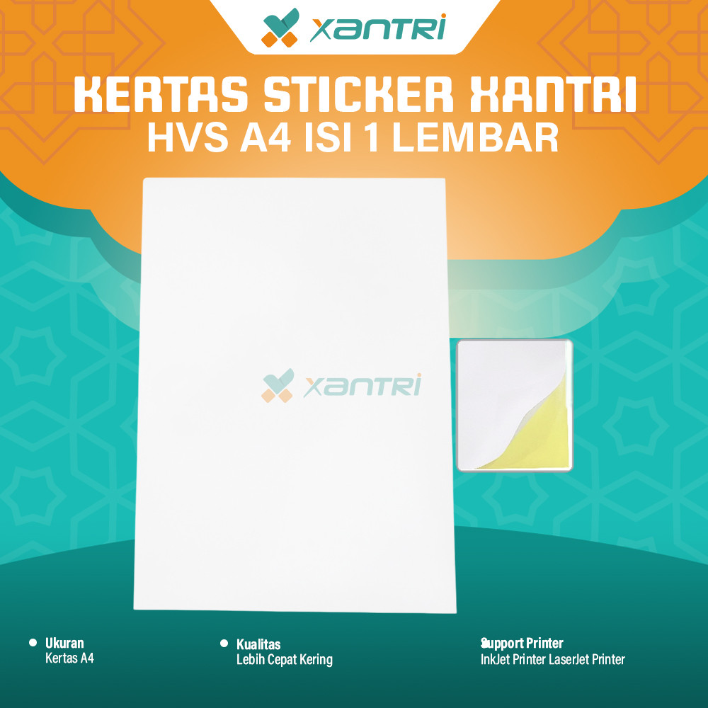 Jual Xantri - Kertas Sticker HVS A4 Sticker HVS Doff Premium Quality ...