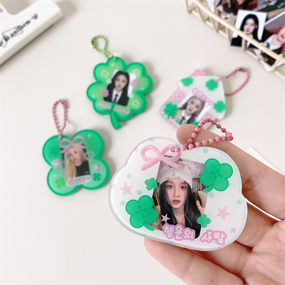 Jual HISOCUTE 1 inch Gantungan Kunci Clover Leaf Photo Keychain Akrilik ...
