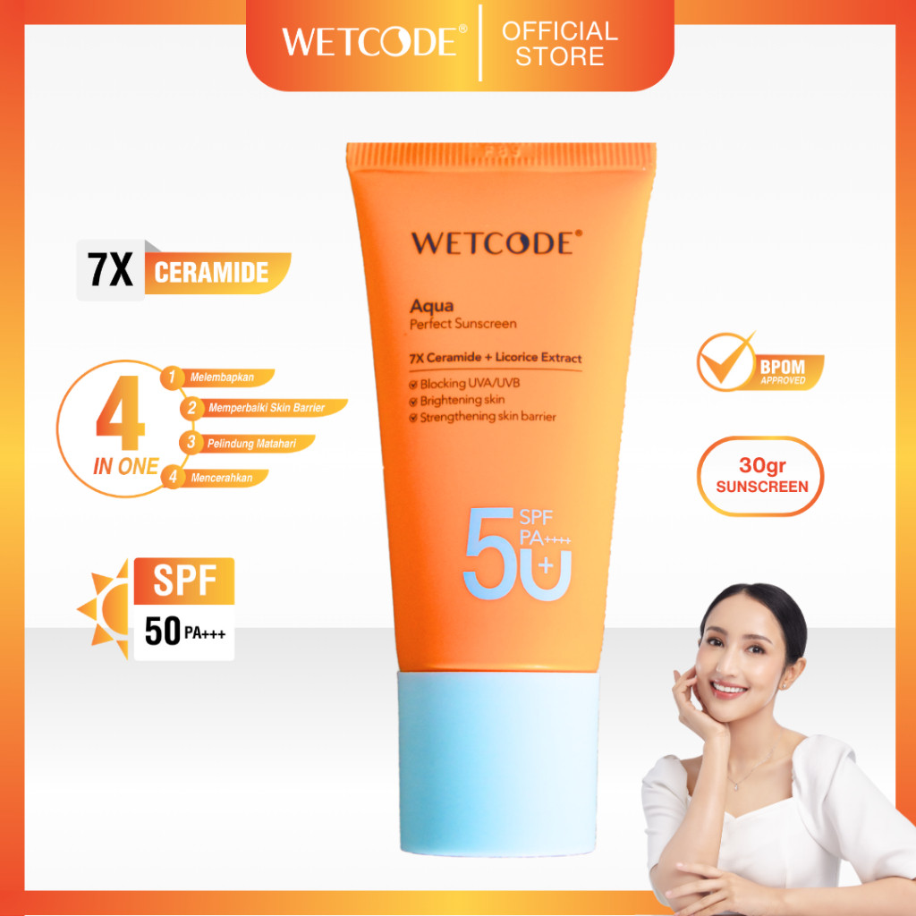 Jual WETCODE Aqua Perfect Sunscreen 7x Ceramide Niacinamide Sunscreen SPF 50 PA++++ 30 ml ...