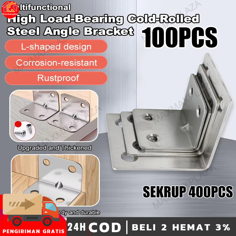 Jual 100pcs Bracket Siku/Siku Rak Verseng/Plat Siku Ambalan L/Siku L ...