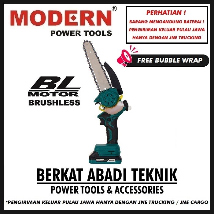Jual MODERN M-58 Mesin Cordless Mini Chainsaw 20V 8 Inch Gergaji Rantai ...