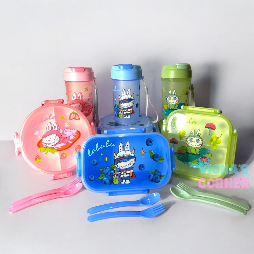 Jual Set Tempat Bekal Botol Minum Labubu Lunch Box BPA Free Misting Unik Kotak Makan Murah Anak ...