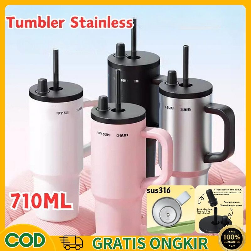 Jual 【COD】710ml Tumbler Stainless / Gagang Tumbler Premium Jumbo Steel 710ML Tahan Panas/Tahan ...