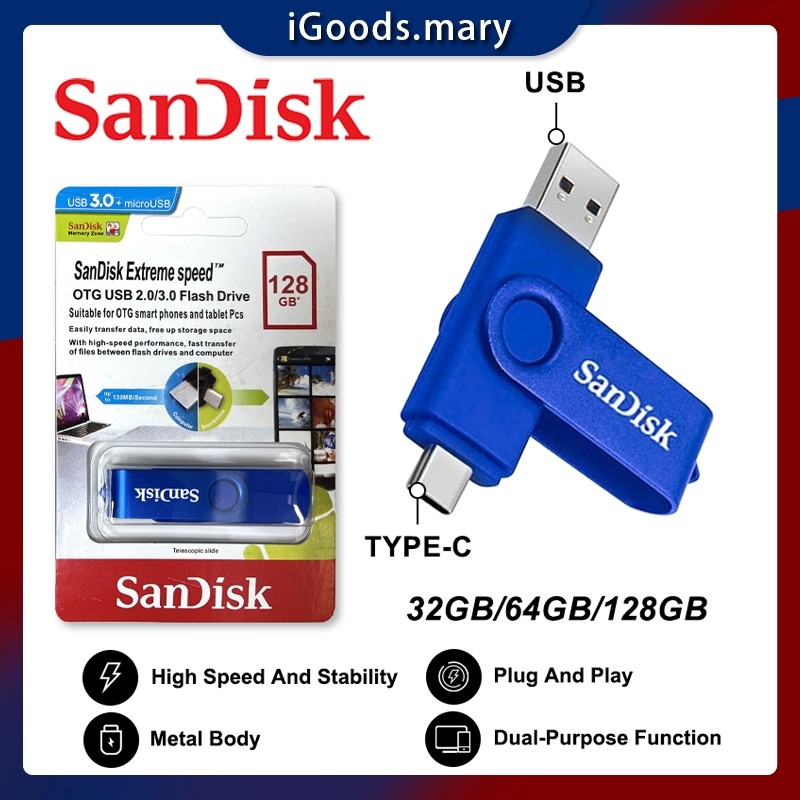 Jual Sandisk Flashdisk OTG Type C USB 3.0 Flash Disk 150MB/S Dual Drive ...
