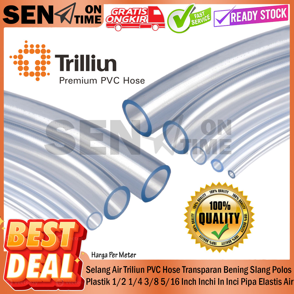 Jual Selang Air Trilliun Transparan Bening 1/4" 5/16" 3/8" 1/2" Inch ...
