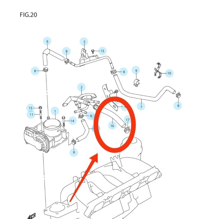 Jual Selang breather throttle body grand vitara 2400cc asli SGP Parts ...